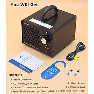 ONAMOR Ozone Generator Odor Eliminator 36000mg/h, High Capacity Ozone Machine Odor Removal Up to 6000 Sq.Ft, Ionizer Ozonator for Smoke, Car, Basement And Pet Room, Black