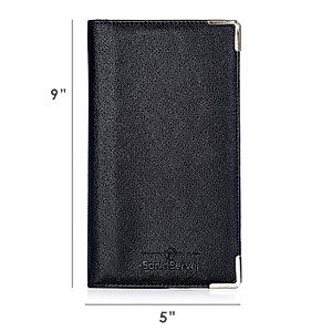 Sonic Server 5x9 11-Pocket Server Book Organizer with Double Magnetic Pockets, Zipper Pouch & Pen Holder for Waitress Waiter Waitstaff | Cross-Textured Black | Fits Apron Holds Guest Checks