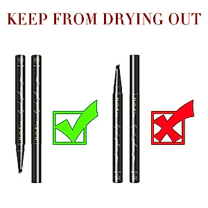 Eyebrow Pencil Dark Brown, Waterproof Microblade Eyebrow Pen 4 Fork Tip Pencil,Smudge Proof Brow Pen Long Lasting Lift & Snatch Liquid Brow Eyebrow Marker Pen that Looks Like Hair