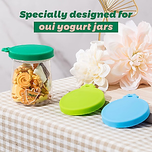 Irenare Yogurt Jar Lids Silicone Container Lids Sealed Against Leaks Reusable Replacement Jar Lids Compatible with Oui Yogurt Jar, 9 Colors (27)