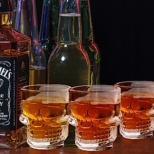 AOLDHYY FFORYILLUMI 1.5 Oz Shot Glass, Skull Face Heavy Base Shot Glass Set, Whiskey Shot Glass 24-Pack for Party, Wine, Whiskey, Tequila, Cocktail, Beverage, Bar Decor