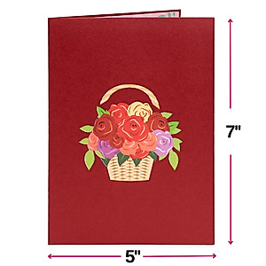 Paper Love Valentines Day Pop Up Card, 3D Love Basket - 5" x 7" Cover - Includes Envelope and Note Card