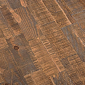 P PURLOVE Easy Assembly Hillside Rustic Natural Coffee Table with Storage Shelf for Living Room (Brown)