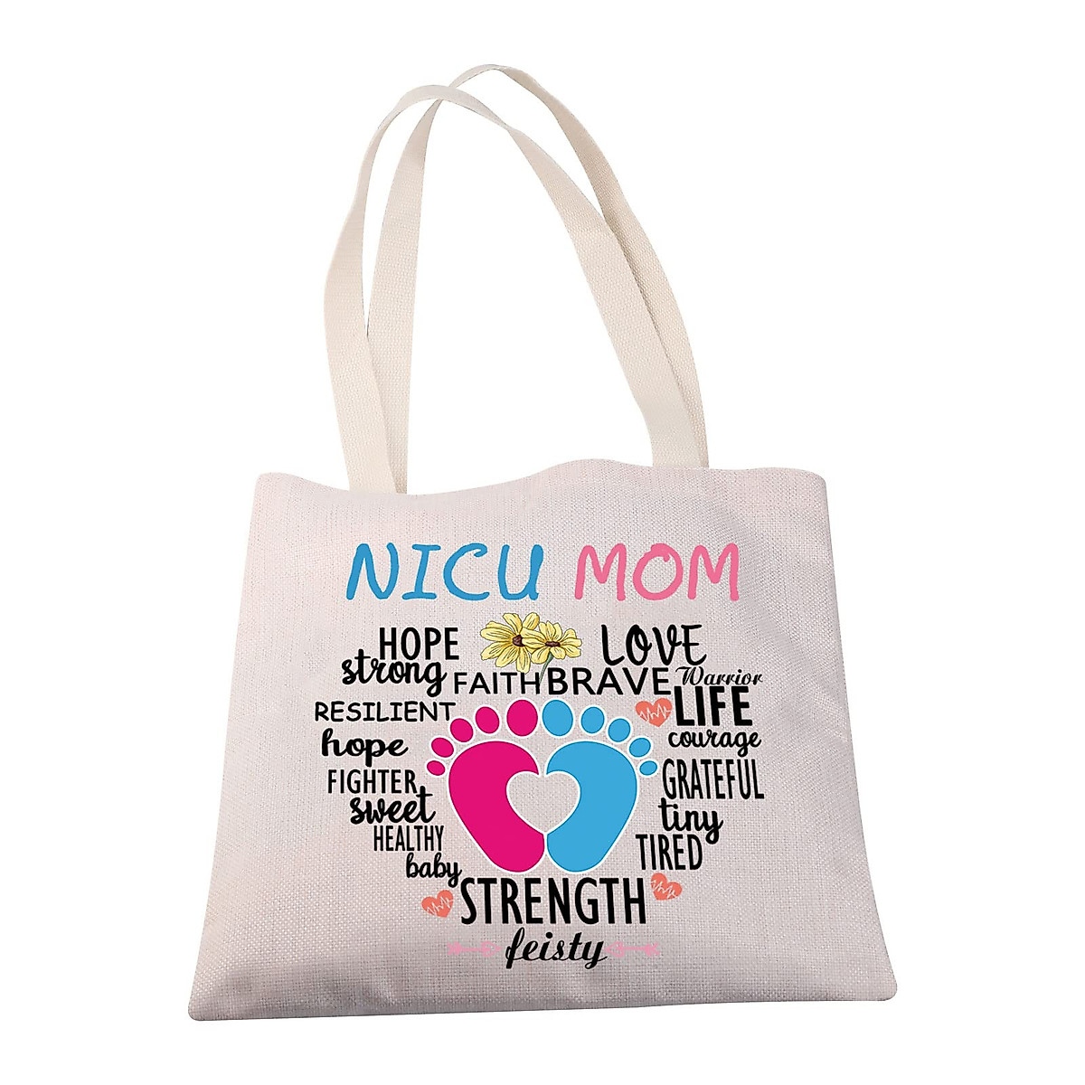 MBMSO NICU Mom Gifts Preemie Mom Gifts NICU Gifts for Mom Tote Bag NICU Awareness Gift for Mommy Premature Birth New Mom Gift (NICU MOM TB)