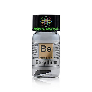 Beryllium Metal Element 4 Sample Be, Pure 0.5 Grams 99,9% Shiny Pieces Inside Labeled Glass Vial