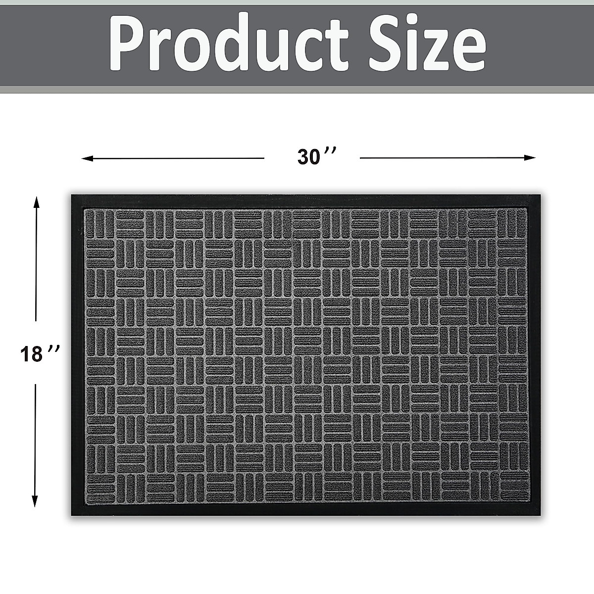 Door Mats Outdoor Indoor Doormat 30"x18"- Front Door Mats Outdoor Welcome Mat Heavy Duty Durable Natural Rubber Rug Mats for Entryway Patio Busy Areas(30"x 18", Grey)