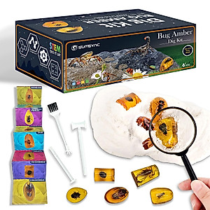 Amber Dig Kit - Excavate 9 Insects Specimens, Geology Science STEM Educational Bugs Toys for 6 7 8 9 10 11 12 Years Old Boys Girls, Gifts for Easter Christmas Birthday Halloween