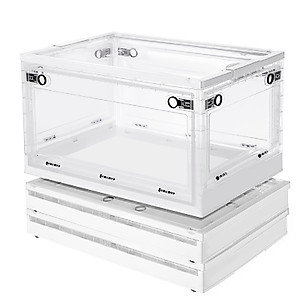 DOADW Stackable Storage Bins with Lids, 3 Packs 100 Quarts (25Gal) Large Storage Bins Clear Storage Containers, Collapsible Bins for Storage, Plastic Drawers Storage Bins for Organizing
