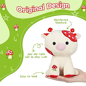 Bekrgwiy Cow Stuffed Animal,8 inch Mushroom Cow Plush Pillow,Mushroom Stuffed Animals Cow Plush,Cute Cow Plushie Doll Toys for Kids Boys Girls,Gift for Birthday,Christmas