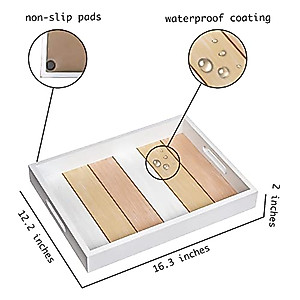 Decorative Wooden Serving Tray - Rustic Ottoman Tray for Coffee, Breakfast, Party, and Snacks.