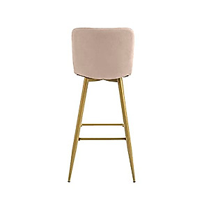Bar Stools Set of 2, Fabric Upholstered Counter Height Low Back Armless Dining Bar Chairs with Footrest, 30 Inches, Beige