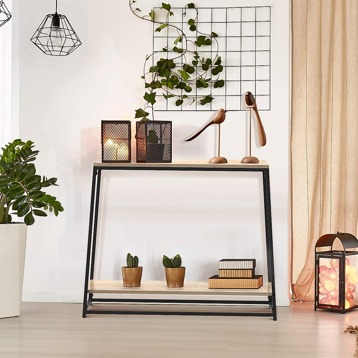 SpringSun Console Sofa Table, Entryway Table with 2-Tier Storage Shelves for Living Room, Bedroom, Balcony and Hallway