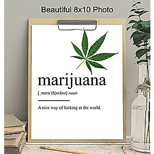 Marijuana Definition Wall Decor Picture Print - Funny 8x10 Room Decoration for Home, Apartment, Dorm, Bedroom - Gift for Pot, Weed, Ganja, Cannabis, CBD Fans, Potheads - Contemporary Art Poster