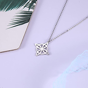 TEAMER Stainless Steel Witch Celtic Knot Witchcraft Necklace for Women Geometric Pendant Vintage Jewelry (Style 1 - Silver)