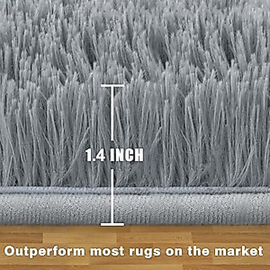 ROCYJULIN Rug, 8x10, Light Grey, High Pile, Area Rug for Living Room, Bedroom, Dorm Room, Playroom, Kids Room