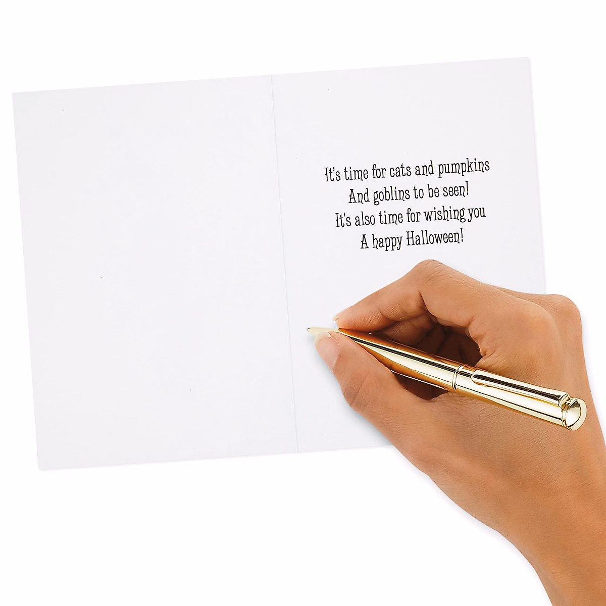 Hallmark Vintage Halloween Cards (8 Cards with Envelopes) Cute Witch with Black Cat and Jack-o-Lantern