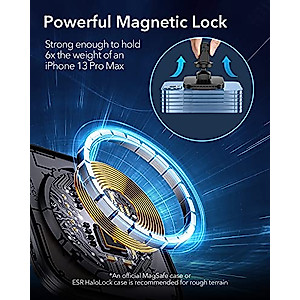 ESR Magnetic Wireless Car Mount Charger (HaloLock), Compatible with MagSafe Car Charger, Air Vent Car Phone Holder for iPhone 14/13/12 Series, Car Accessories, Fast Charging, Strong Magnets, Black