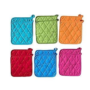 Classic Home 12 Pack (Dozen) Pot Holders, Cotton, Heat Resistant, Kitchen Essential, Potholder Set, Trivet for Cooking and Baking with Hanging Loops