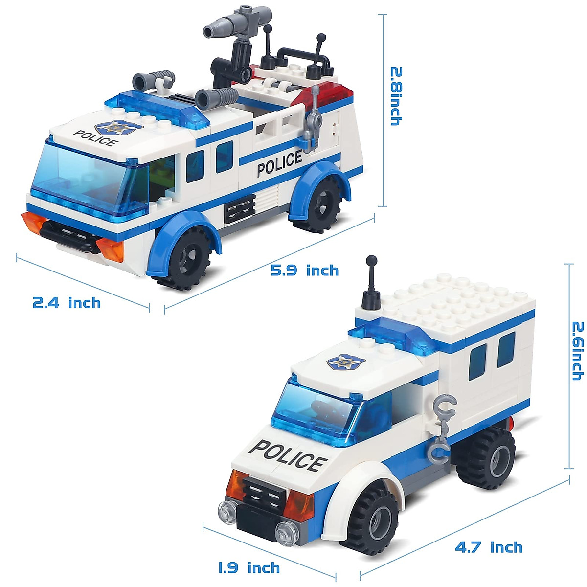 BRICK STORY City Police Building Set Police Patrol Car Prisoner Transporter Truck Building Blocks Toys with 4 Mini People Cop and Robber Police Playset for Kids Aged 6 and up 368 Pieces