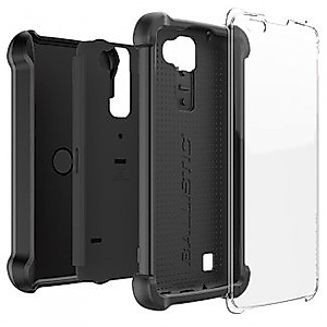 Ballistics Jacket TJ Maxx, Original Black Heavy Duty Cover Case W/shock Impacts 8 Feet Protection Durable Swivel Belt Clip for LG K8 / Phoenix 2/ Escape 3 Cellphone
