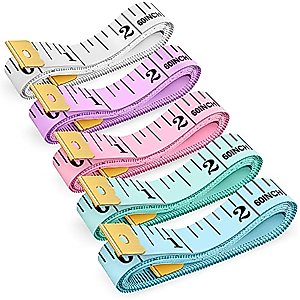 Tape Measure, iBayam Soft Ruler Measuring Tape for Body Weight Loss Fabric Sewing Tailor Cloth Vinyl Measurement Craft Supplies, 60-Inch Double Scale Ruler, 5-Pack, Pastel Pink Blue Green Purple White