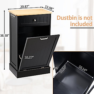 OUTGUAVA 13 Gallon Tilt Out Trash Cabinet Kitchen Waste Bins,50 Quart Laundry Hamper Tilt Out Pet Proof Hidden Trash Bin for Kitchen Living Room,Black