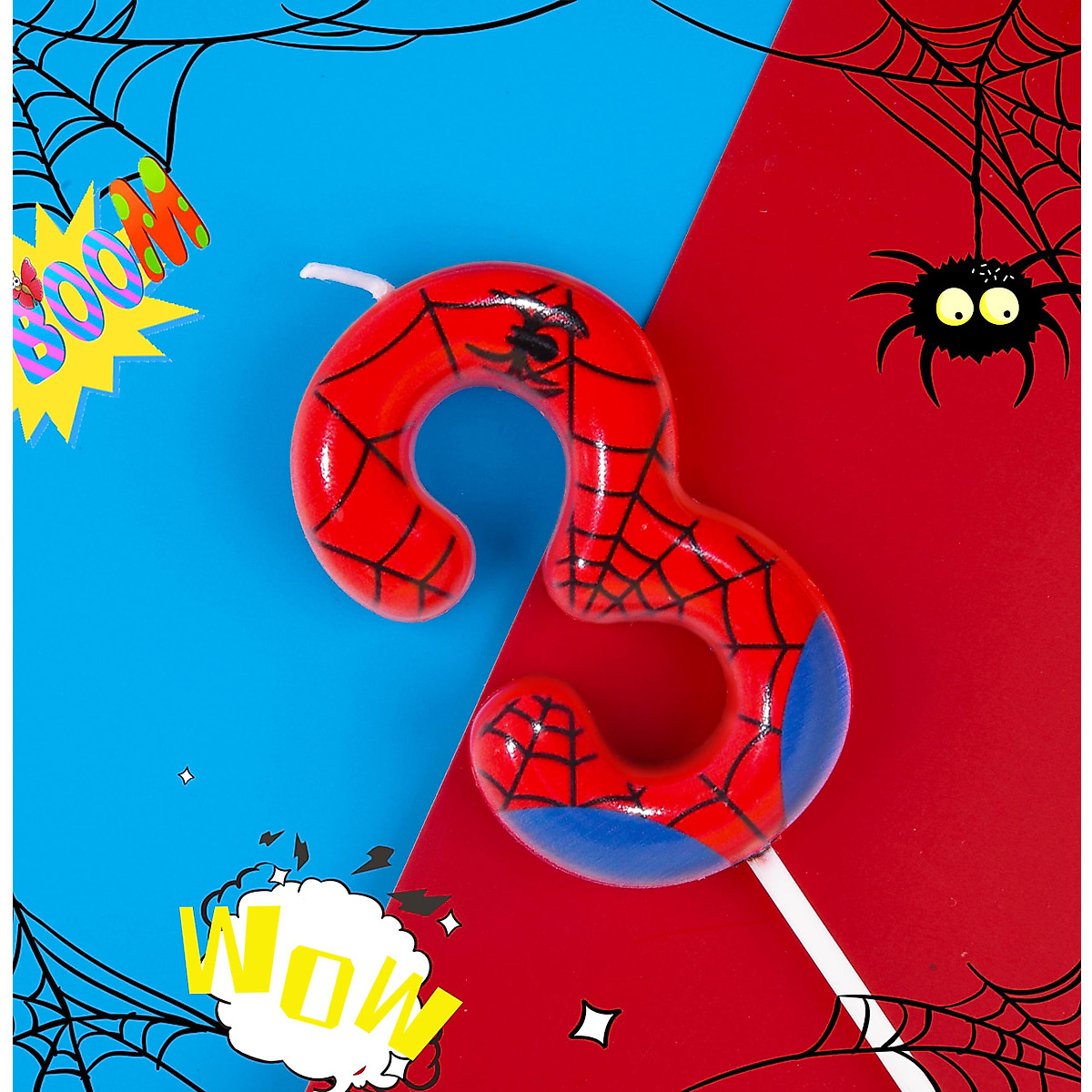 PHD CAKE 2.76 Inch Number 3 Spider Birthday Candles, Spider Cartoon Themed Number Candles, Cake Number Candles, Party Celebration