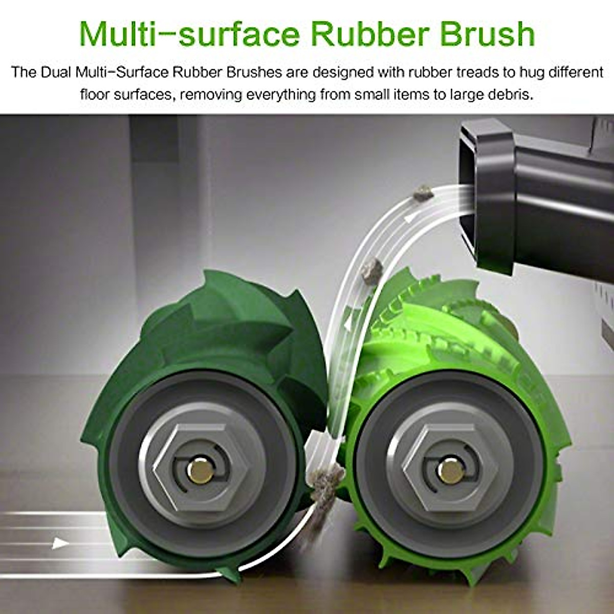 ARyee Replacement Parts Compatible with iRobot Roomba i7 i7+ i3 i3+ i4 i4+ i1 i1+ i6 i6+ i8 i8+ E5 E6 J7 J7+ Vacuum Cleaner Set, 1 Set of Multi-Surface Rubber Brushes, 4 HEPA Filters, 4 Side Brushes