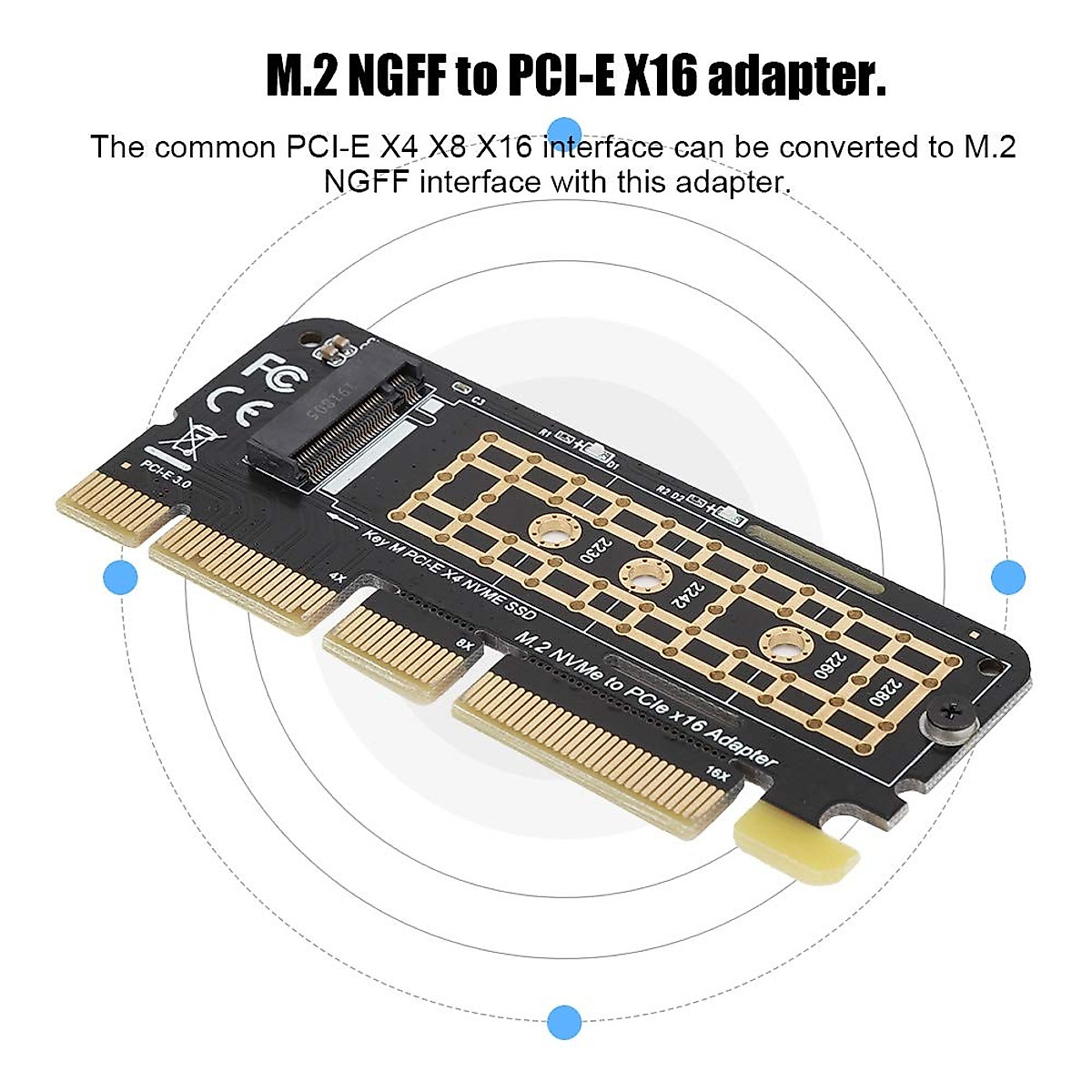 Zopsc High Speed SSD Hard Disk Adapter Mini M.2 NGFF SSD to PCI-E 3.0 X16 Expansion Riser Card Application for Home/Office/Gamer
