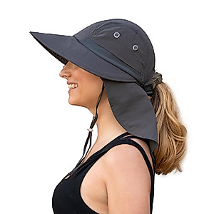 Camptrace Wide Brim UPF 50+ Hiking Fishing Gardening Hat with Neck Flap Sun Protection Outdoor Safari Hats for Women Nylon