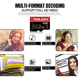 512GB Micro SD Card High Speed Flash Card Class 10 Memory Card for Smartphones/Cameras/Tablets/Car Navigation and Drones