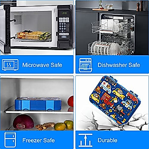 AOHEA Bento Lunch Box for Kids: BPA Free Kids Bento Box Toddler Lunch Box for Daycare or School (Blue)