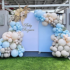 Chiara Backdrop Arched Wall, Metal Arch Stand and Fabric Backdrop Cover Decor for Baby Shower, Wedding, Birthday Parties, Photo Background Decoration (4FT X 7FT, Beige & White)