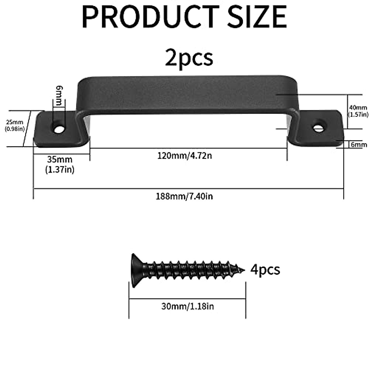 BJBJJIU 2 Pcs Sliding Barn Door Handles, Black 7.4" Gate Handles Hardware, Garage Door Pull Handles for Interior Outdoor Sliding Barn Garages Closet Shed Drawer Doors Gate Pull Handles