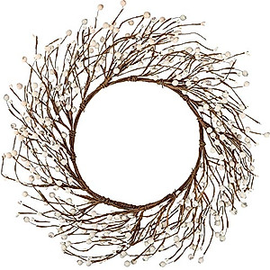 Whonline 18 Inches Pip Berry Wreath Christmas Wreath Off White Winter Wreath for Festival Celebration Front Door Wall Window Home Decor