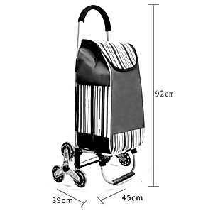 HIZLJJ Upgraded Folding Shopping Cart Stair Climbing Cart with Quiet Rubber Tri-Wheels Grocery Utility Cart with Wheel Bearings & Platform for Laundry Basket Loading