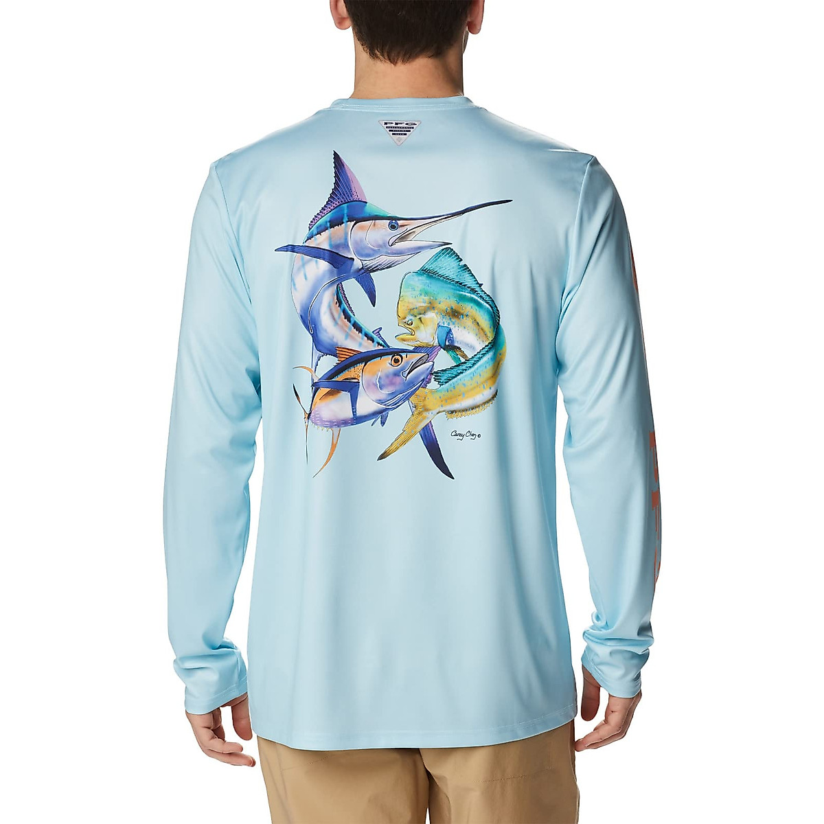Columbia Men's Terminal Tackle PFG Carey Chen Long Sleeve, Spring Blue/Offshore Slam, X-Large