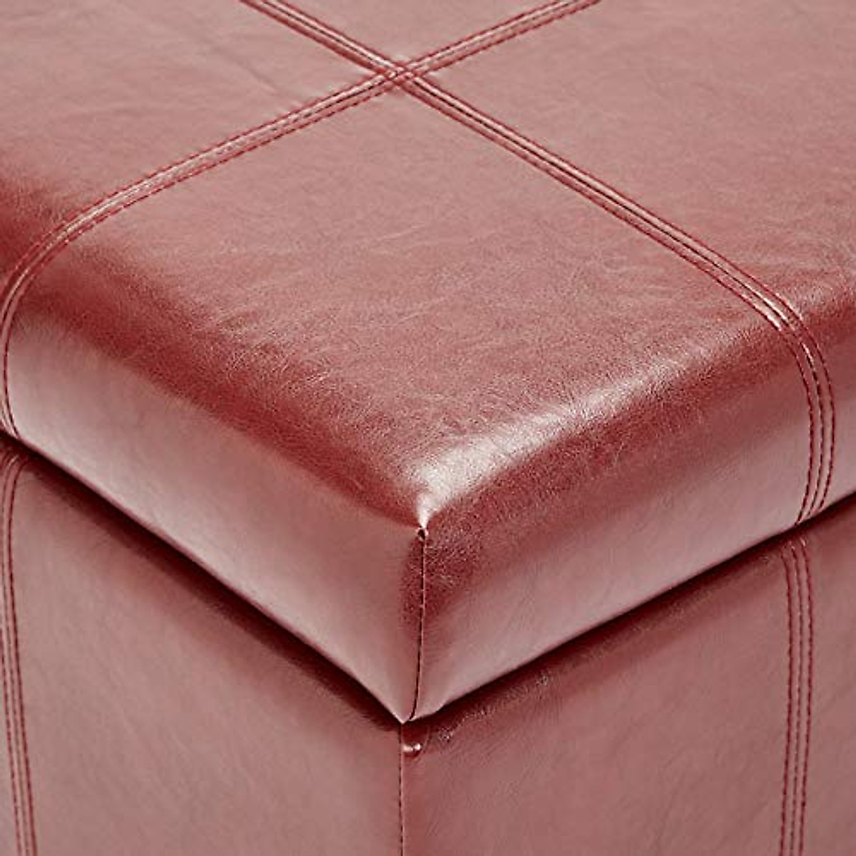 FIRST HILL FHW Bench Collection Rectangular Storage Ottoman, Radicchio Red
