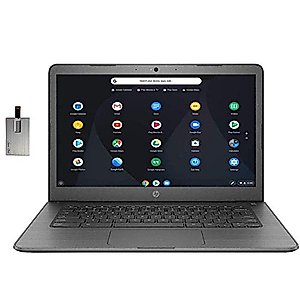 2020 HP 14" HD Display Chromebook, AMD A4-9120C Processor, 4GB RAM, 32GB eMMC, HD Webcam, Bang&Olufsen Audio, AMD Radeon R4 Graphics, Media Card Reader, USB-C, Chrome OS, Gray, 32GB Snow Bell USB Card