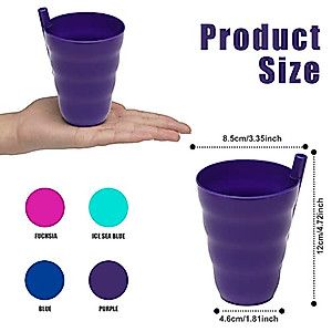 Klickpick Home Kids Cups with Built-in Straw - Set of 8 Toddler Drinking Cups with Straws 10 Ounce - Children Sip-a-Cup Dishwasher Safe BPA Free Brightly Colored Great Kid and Toddler Tumbler Cups