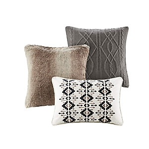 Madison Park SIGNATURE Cozy Comforter Set - All Season Bedding Combo Filled Insert and Removable Duvet Cover, Shams, Decorative Pillows, Plaid Brown/Black Queen (92 in x 96 in) 9 Piece