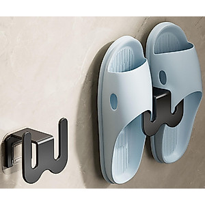 YIKANGHENG Black Slipper Rack, 3 Inch x 2 Inch Aluminium No Punching Hole Slipper Holder for Hanging Slipper, Making Your Room Tidy, Used for Bedroom and Bathroom (Black)