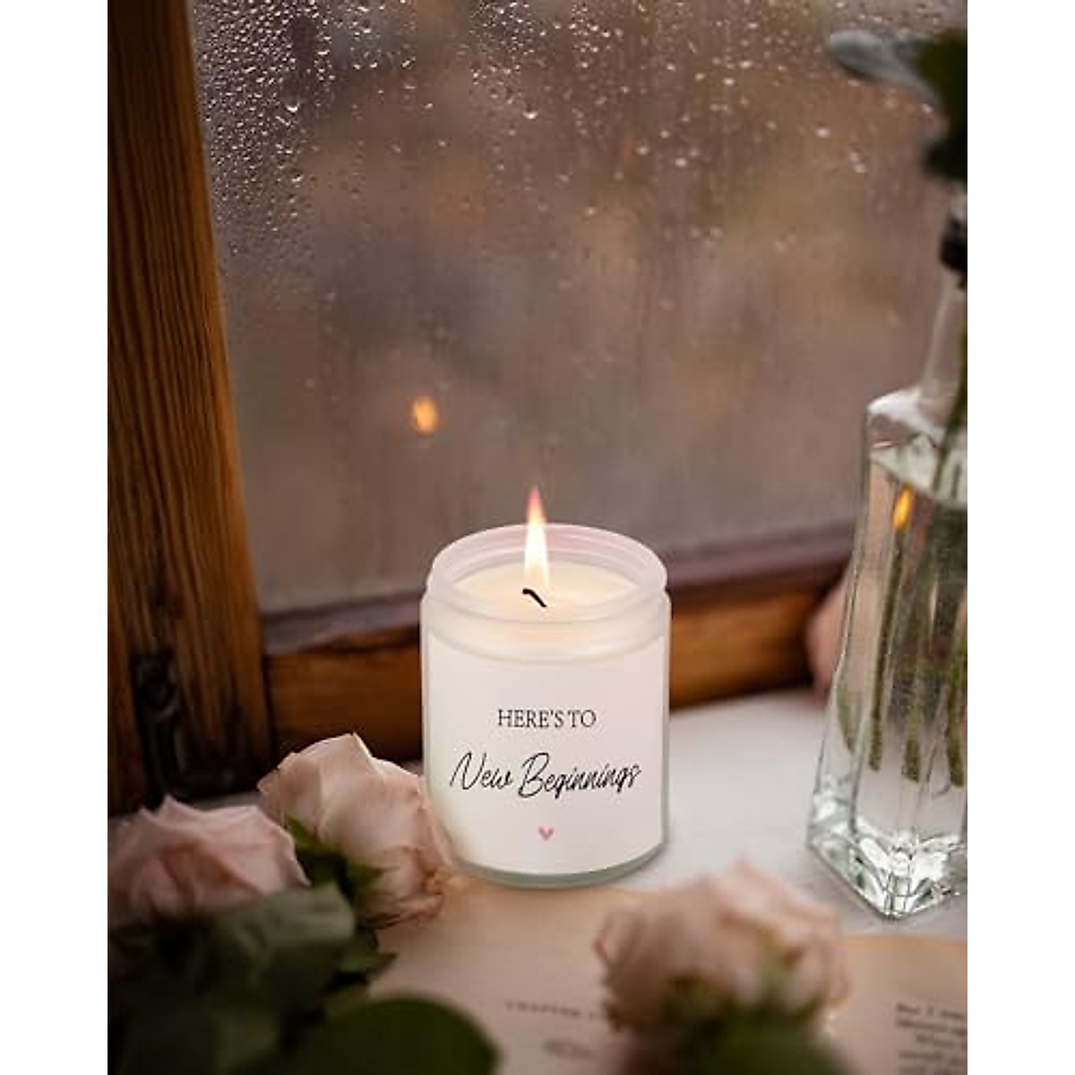 New Beginnings Gifts for Women, Going Away, Goodbye, Farewell Gifts for Coworkers, Congratulations New Job Gifts, Divorce Gifts for Women, Handmade Lavender Natural Soy Wax Candle Gifts (7oz)