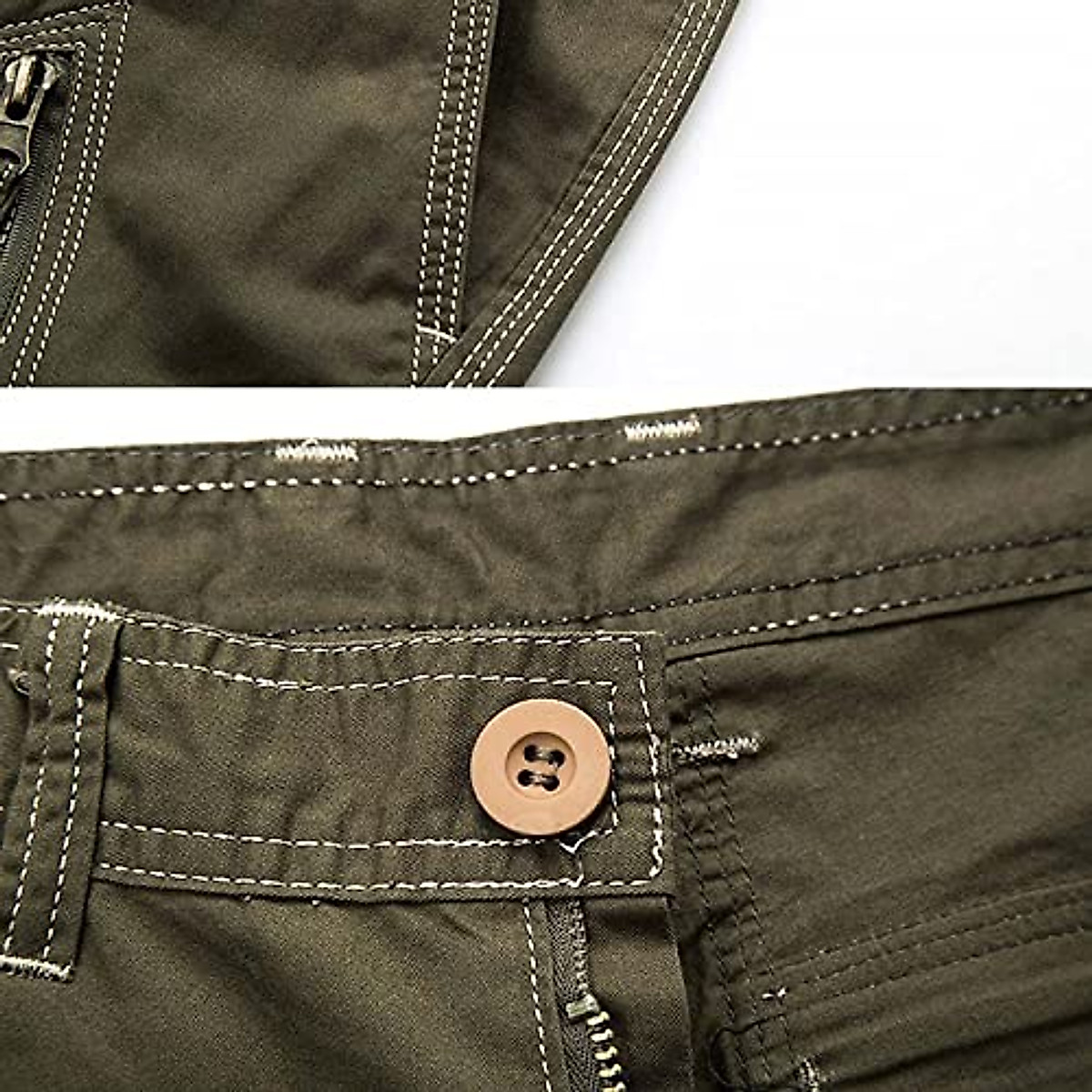 Men Cargo Shorts Long Khaki Cargo Shorts for Men 2023 Casual Loose Buckle Zipper Multi Pockets Tooling Shorts Regular Fit Outdoor Pants Mens Linen Shorts 7 Inch Inseam Slim Fit Army Green L