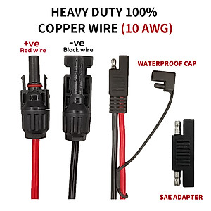10 AWG SAE to Solar Panel Adapter, RV Solar Panel Connector Cable, Solar to SAE Connector Cable, with SAE Polarity Reverse Adapter Plug