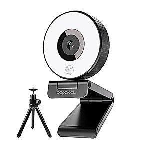 papalook 1080P Webcam with Ring Light and Tripod, PA552 Full HD Streaming Web Camera with Dual Microphones, Plug and Play USB Webcam for PC Mac Laptop Desktop, Zoom Skype Facetime Video Conference
