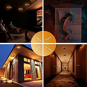 CycevSun 12 Pack Bronze Recessed Lighting 6 Inch with Night Light, Canless Ultra Thin Wafer Downlight Pot Outdoor Exterior Soffit Lighting, Dimmable & 5 CCT Selectable, 12W, ETL