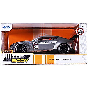 Jada Toys Bigtime Muscle 1:24 2016 Chevy Camaro SS Widebody Die-cast Car Silver, Toys for Kids and Adults