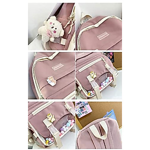 Aoakva Indie Backpack School Japanese Asthetic Backpack INS Travel Bag Large Capacity Kawaii Backpack Prime with Free Plush Bear Pendant (white)