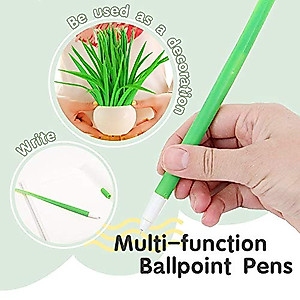 Youdepot writing pens, school supplies,Green Leaf Like Grass-Blade Pens Neutral Pen With Cover and Pen Holder, Easy Flow Black Ink, Pack Of 25